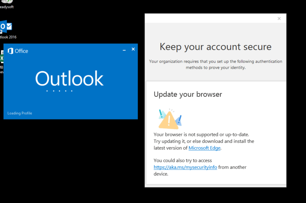 Fix Outlook Error - Keep Your Account Secure - Update Browser